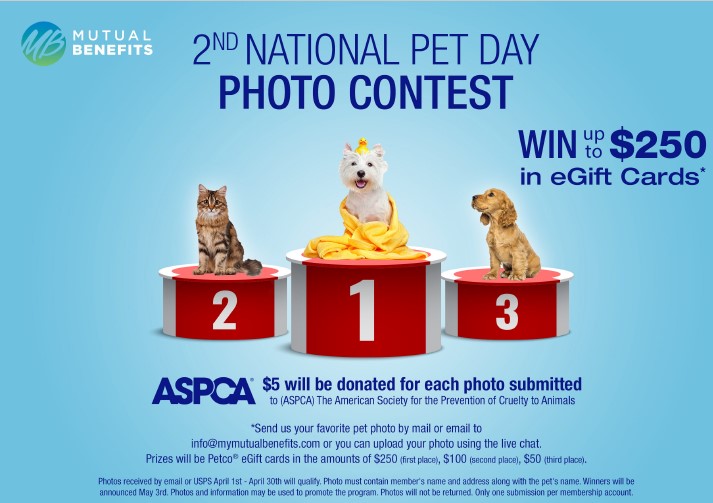 Mutual Benefits National Pet Day Savings and Photo Contest